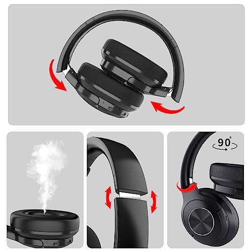 Bingozones B7 Pro. Over The Ear Headphones Wireless Bluetooth 65 Hours Playtime Foldable Deep Bass HiFi Stereo Wireless Headsets with Mic Lightweight Memory Foam Soft Earmuff, for Phone,TV Black