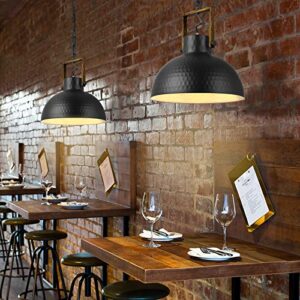 Industrial Pendant Light Fixtures for Kitchen Island, Black 10.6" Adjustable Modern Hammered Shade Pendant Light, Farmhouse Hanging Lighting for Living Room, Entryway, Dining Room, Restaurant