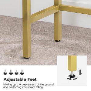 HOOBRO 29.5" Narrow Console Table, Tempered Glass Sofa Table, Small Side Table, Modern Entryway Table, for Entrance, Living Room, Foyer, Hallway Bedroom, Gold GD71XG01