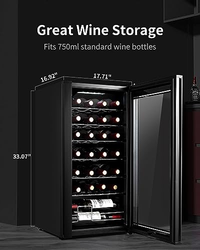 BODEGACOOLER 28 Bottle Compressor Wine Cooler Refrigerator, Mini Fridge with 41-64.4°F Digital Temperature Control Glass Door,Small Freestanding Wine Refrigerator for Red, White and Champagne