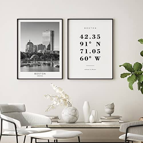 Dear Mapper Boston United States View Abstract Road Modern Map Art Minimalist Painting Black and White Canvas Line Art Print Poster Art Print Poster Home Decor (Set of 3 Unframed) (12x16inch)