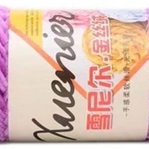 Purple Solid Color Hand Woven Thick Crochet Thread Chenille Velvet Yarn Soft Wrapping for Craft Scarves Sports Blankets 100g