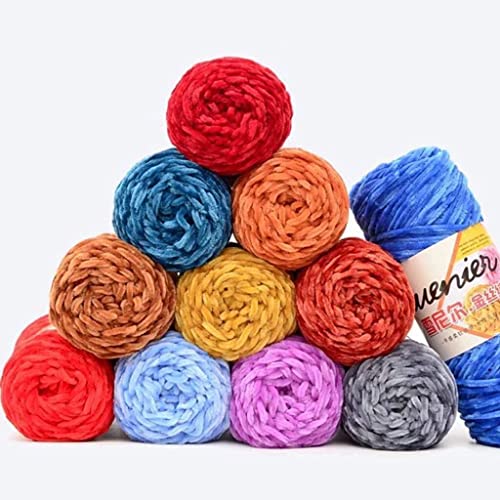 Purple Solid Color Hand Woven Thick Crochet Thread Chenille Velvet Yarn Soft Wrapping for Craft Scarves Sports Blankets 100g