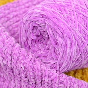 Purple Solid Color Hand Woven Thick Crochet Thread Chenille Velvet Yarn Soft Wrapping for Craft Scarves Sports Blankets 100g