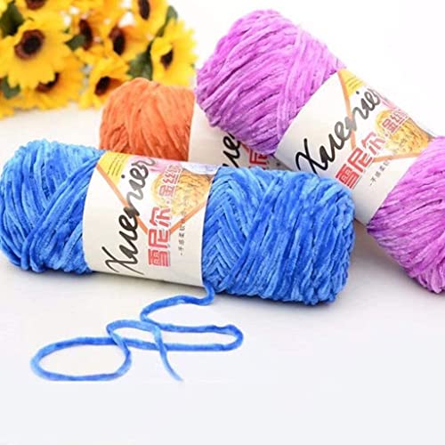 Purple Solid Color Hand Woven Thick Crochet Thread Chenille Velvet Yarn Soft Wrapping for Craft Scarves Sports Blankets 100g