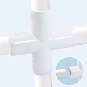 Bivethoi 4 Pack 4 Way Cross PVC Fitting 1", White Fitting Connector Pipe Joint for Greenhouse Shed, Storage Frame