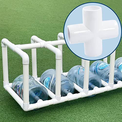 Bivethoi 4 Pack 4 Way Cross PVC Fitting 1", White Fitting Connector Pipe Joint for Greenhouse Shed, Storage Frame