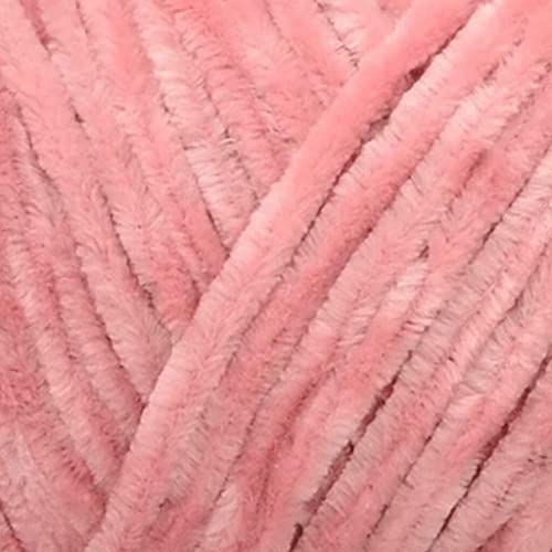 Light Pink Solid Color Hand Woven Thick Crochet Thread Chenille Velvet Yarn Soft Wrapping for Craft Scarves Sports Blankets 100g