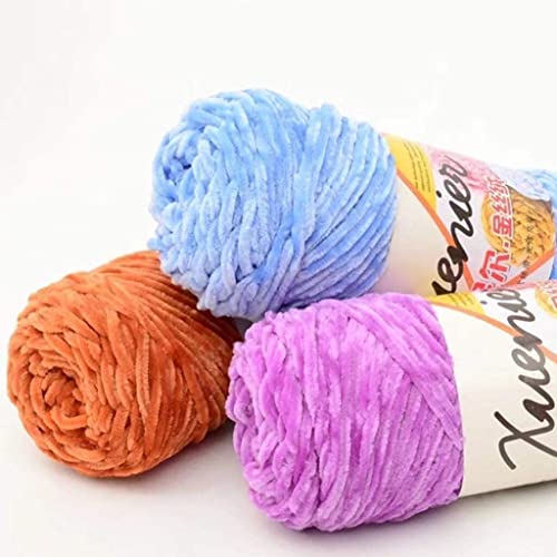 Light Pink Solid Color Hand Woven Thick Crochet Thread Chenille Velvet Yarn Soft Wrapping for Craft Scarves Sports Blankets 100g