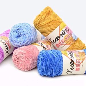 Pink Solid Color Hand Woven Thick Crochet Thread Chenille Velvet Yarn Soft Wrapping for Craft Scarves Sports Blankets 100g