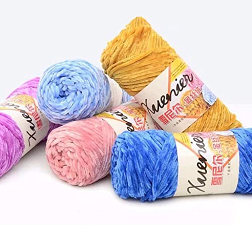 Pink Solid Color Hand Woven Thick Crochet Thread Chenille Velvet Yarn Soft Wrapping for Craft Scarves Sports Blankets 100g