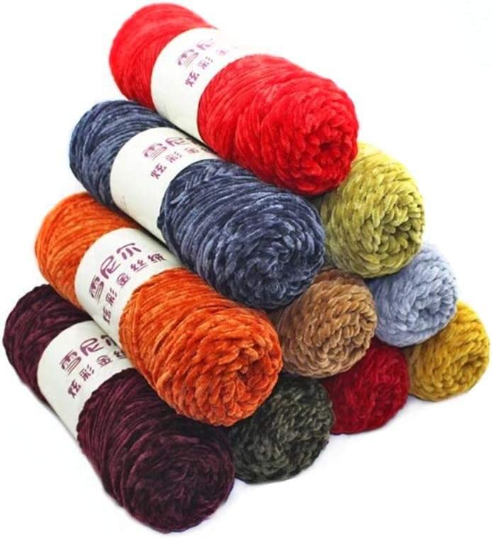 Brown Solid Color Hand Woven Thick Crochet Thread Chenille Velvet Yarn Soft Wrapping for Craft Scarves Sports Blankets 100g