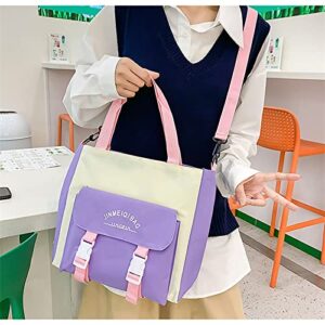 TUDERE Kawaii backpack set of 5 pieces aesthetic backpack for school teenage girls' daily necessities with charm and pins, pencil case, tote bag, small bag.