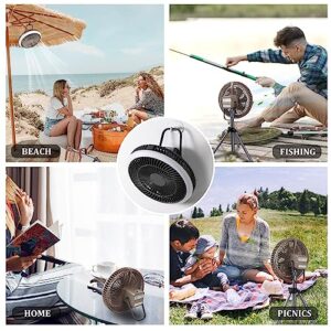 Smart Standing Fan, 9.5" Rechargeable Camping Fan Built in 10000 mAh Battery, Oscillating Fan with Adjustable Height Tripod, Floor Standing Fan with Bluetooth Connect APP Control Speeds, Timer, Lights