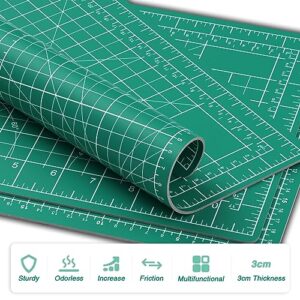 DIYSELF Self Healing Sewing Mat, 18" x 12" Rotary Cutting Mat for Craft, 5-Ply Double Sided Table Protector Cutting Mat for Sewing Fabric Quilting scrapbooking, A3, Green