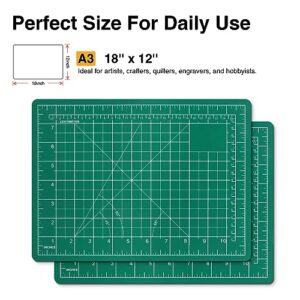 DIYSELF Self Healing Sewing Mat, 18" x 12" Rotary Cutting Mat for Craft, 5-Ply Double Sided Table Protector Cutting Mat for Sewing Fabric Quilting scrapbooking, A3, Green