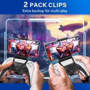 Gepicest PS5 Controller Phone Mount Holder for iPhone Android, 2 PACK PS5 Remote Play Backbone Clip Compatible with Playstation 5 Dualsense Gaming Controller with Adjustatble Switch Black