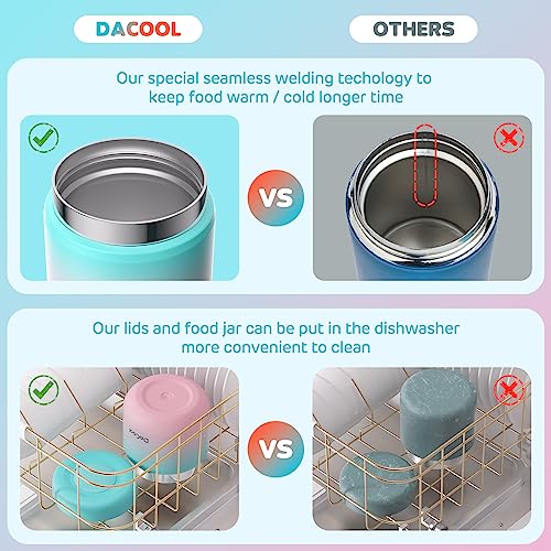 DaCool Kids Thermos for Hot Food Vacuum Stainless Steel Insulated Food Jar 13.5 OZ Kids Lunch Food Thermos Insulated Lunch Container Bento for School Office Picnic Travel Outdoors,Leakproof,BPA Free