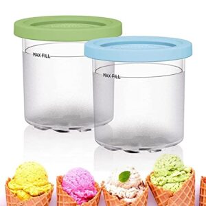 shakven ice cream pints cup | reusable ice cream containers with lids for ninja creami pints,compatiblewith nc301 nc300 nc299amz series ice cream maker,dishwasher safe, airtight & leaf-proof