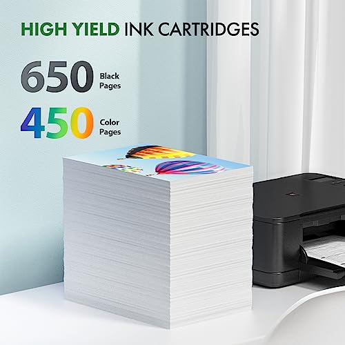 63XL Ink Cartridges Combo Pack High Yield Compatible Replacement for HP Ink 63 Works with OfficeJet 3830 4650 4655 5255 5258 5200 Envy 4510 4520 DeskJet 1110 3630 Printer (1 Black,1 Tri-Color)