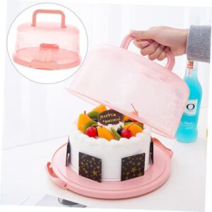 SOLUSTRE 1pc Cake Box Plastic Pallet Mini Server Round Cake Carrier Cake Serving Tray Cake Turntable Cupcake Carrier Box Round Storage Container Food Packaging Boxes Buckle Cake Packing Box