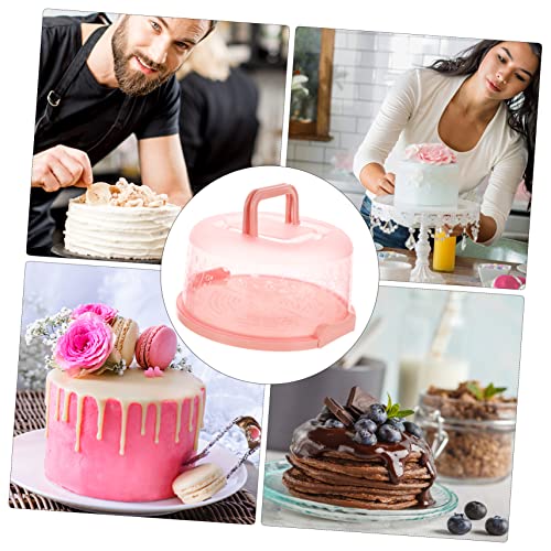 SOLUSTRE 1pc Cake Box Plastic Pallet Mini Server Round Cake Carrier Cake Serving Tray Cake Turntable Cupcake Carrier Box Round Storage Container Food Packaging Boxes Buckle Cake Packing Box