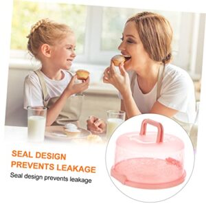 SOLUSTRE 1pc Cake Box Plastic Pallet Mini Server Round Cake Carrier Cake Serving Tray Cake Turntable Cupcake Carrier Box Round Storage Container Food Packaging Boxes Buckle Cake Packing Box