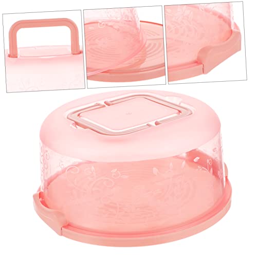 SOLUSTRE 1pc Cake Box Plastic Pallet Mini Server Round Cake Carrier Cake Serving Tray Cake Turntable Cupcake Carrier Box Round Storage Container Food Packaging Boxes Buckle Cake Packing Box