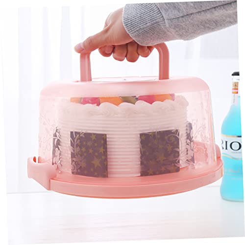 SOLUSTRE 1pc Cake Box Plastic Pallet Mini Server Round Cake Carrier Cake Serving Tray Cake Turntable Cupcake Carrier Box Round Storage Container Food Packaging Boxes Buckle Cake Packing Box