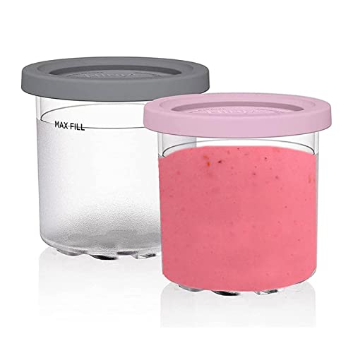 PROKTH 2pcs Ice Cream Tubs Compatible for NC301, NC300, NC299AMZ, CN305A, CN301CO Series Creami Ice Cream Makers, Ninja Creami Tubs, Creami Pint Containers, Reusable and Dishwasher Safe