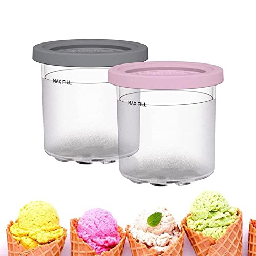 PROKTH 2pcs Ice Cream Tubs Compatible for NC301, NC300, NC299AMZ, CN305A, CN301CO Series Creami Ice Cream Makers, Ninja Creami Tubs, Creami Pint Containers, Reusable and Dishwasher Safe