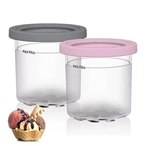 PROKTH 2pcs Ice Cream Tubs Compatible for NC301, NC300, NC299AMZ, CN305A, CN301CO Series Creami Ice Cream Makers, Ninja Creami Tubs, Creami Pint Containers, Reusable and Dishwasher Safe