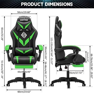 Gaming Chair with Bluetooth Speakers and RGB LED Lights Ergonomic Massage Computer Gaming Chair with Footrest Video Game Chair High Back with Lumbar Support Light Green and Black