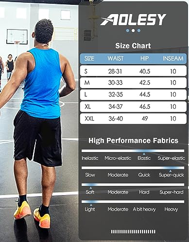 Aolesy Men's Basketball Zipper Pockets 10 inch Athletic Lightweight Mesh Gym Workout Running Shorts, Camoblack, Large