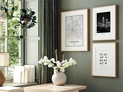 Dear Mapper Charlotte United States View Abstract Road Modern Map Art Minimalist Painting Black and White Canvas Line Art Print Poster Art Print Poster Home Decor (Set of 3 Unframed) (12x16inch)