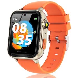 kids smart watch for boys girls with games, children educational smartwatch with camera bedtime stories music alarm pedometer, smart watch for kids toy gifts for toddlers 3 4 5 6 years old (orange)