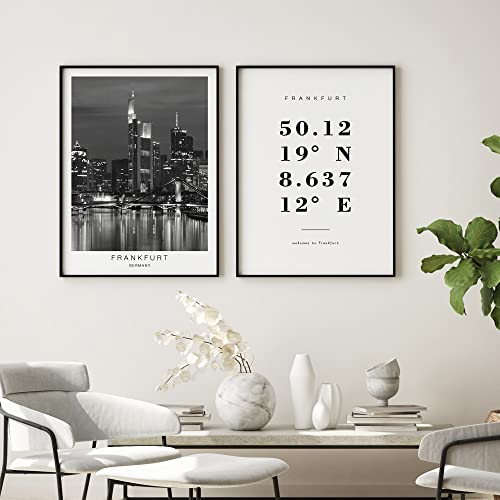 Dear Mapper Frankfurt Germany View Abstract Road Modern Map Art Minimalist Painting Black and White Canvas Line Art Print Poster Art Print Poster Home Decor (Set of 3 Unframed) (12x16inch)