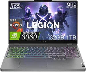 lenovo legion 5 gen 7 15.6" qhd 165hz (amd 8-core ryzen 7 6800h (beat i9-11900h), geforce rtx 3060 6gb 140w, 32gb ddr5 ram, 1tb pcie ssd) rgb backlit gaming laptop, wifi 6e, 3d nahimic, win 11 pro