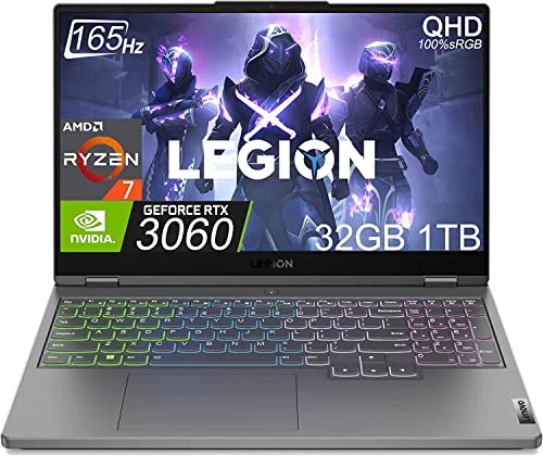 Lenovo Legion 5 Gen 7 15.6" QHD 165Hz (AMD 8-Core Ryzen 7 6800H (Beat i9-11900H), GeForce RTX 3060 6GB 140W, 32GB DDR5 RAM, 1TB PCIe SSD) RGB Backlit Gaming Laptop, WiFi 6E, 3D Nahimic, Win 11 Pro