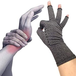 LingFei Copper Compression Cotton Arthritis Gloves. Best Copper Infused Glove for Arthritis Hands, Arthritic Fingers, Carpal Tunnel, Computer Typing, Hand Support. Fingerless for Women and Men (Large)