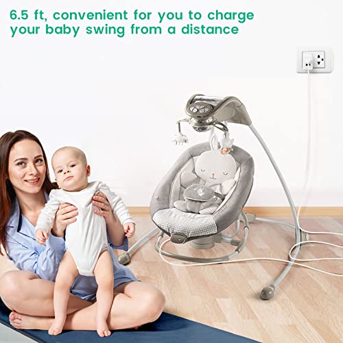 YEAOI 5V DuetSoothe Power Cord for Graco Simple Sway - 6V Snugapuppy Charger Replacement for Fisher Price, Ingenuity Swing, 10 ft, White