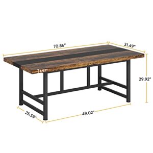 Tribesigns Rustic Dinning Table for 6, 70 inches Home & Kitchen Table, Wood Large Dinning Room Tableb with Metal Frame for Family Gathering or Party (Rectangular)