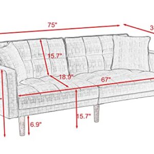 Lepfun Modern Tuft Futon Couch Convertible Loveseat Sleeper Reclining Sofa Bed Twin Size with Arms and 2 Pillows for Living Room, Dark Grey