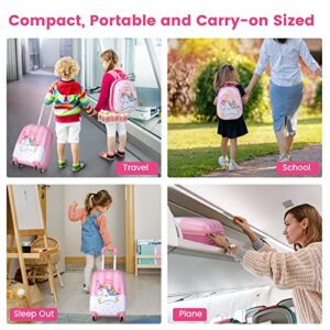 GYMAX Kids Carry On Luggage Set, 12" & 16" 2PCS Rolling Suitcase (Happy Pony)