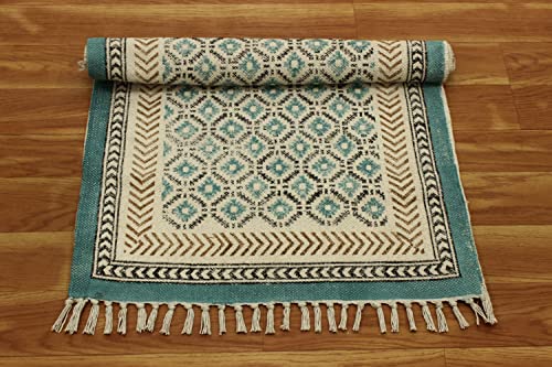 Casavani Indian Hand Made Cotton Dhurrie Geometric Gray & Black Rug Home Decorative Bohemian Kilim Rug Entryway Throw Rug Best Uses for Living Room Laundry Room Bed Room Bathroom 6x8 Feet