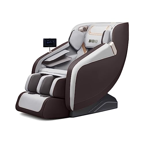 MMQ Massage Chair Zero Gravity Full Body-Electric Shiatsu Recliner with Back Heating and Foot Roller，Built-in Bluetooth Speakers for Home and Office，Plug and Play (Brown)