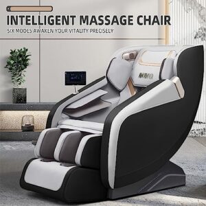 MMQ Massage Chair Zero Gravity Full Body-Electric Shiatsu Recliner with Back Heating and Foot Roller，Built-in Bluetooth Speakers for Home and Office，Plug and Play (Brown)