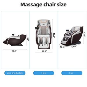 MMQ Massage Chair Zero Gravity Full Body-Electric Shiatsu Recliner with Back Heating and Foot Roller，Built-in Bluetooth Speakers for Home and Office，Plug and Play (Brown)