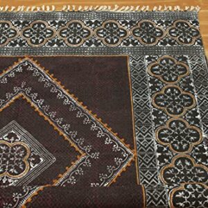 Casavani Hand Block Printed Cotton Carpet Geometric Brown Area Dhurrie Best Uses For Home/Office 5x8 Feet Rugs for Bedroom,Living Room,Kids Room,Hallway Enterway,Kitchen 8x11 Feet