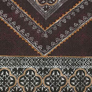 Casavani Hand Block Printed Cotton Carpet Geometric Brown Area Dhurrie Best Uses For Home/Office 5x8 Feet Rugs for Bedroom,Living Room,Kids Room,Hallway Enterway,Kitchen 8x11 Feet